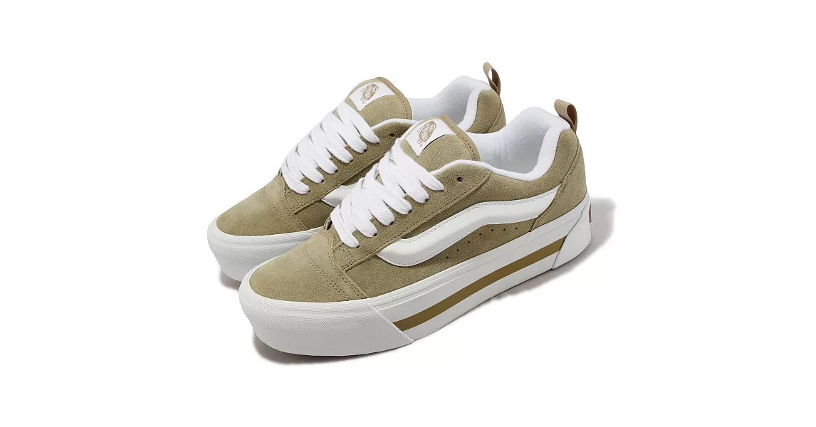 博客來-Vans 厚底休閒鞋 Knu Stack 卡其 奶茶 白 男鞋 女鞋 麂皮 麵包鞋 大Logo 情侶鞋 VN000CP6SQ7