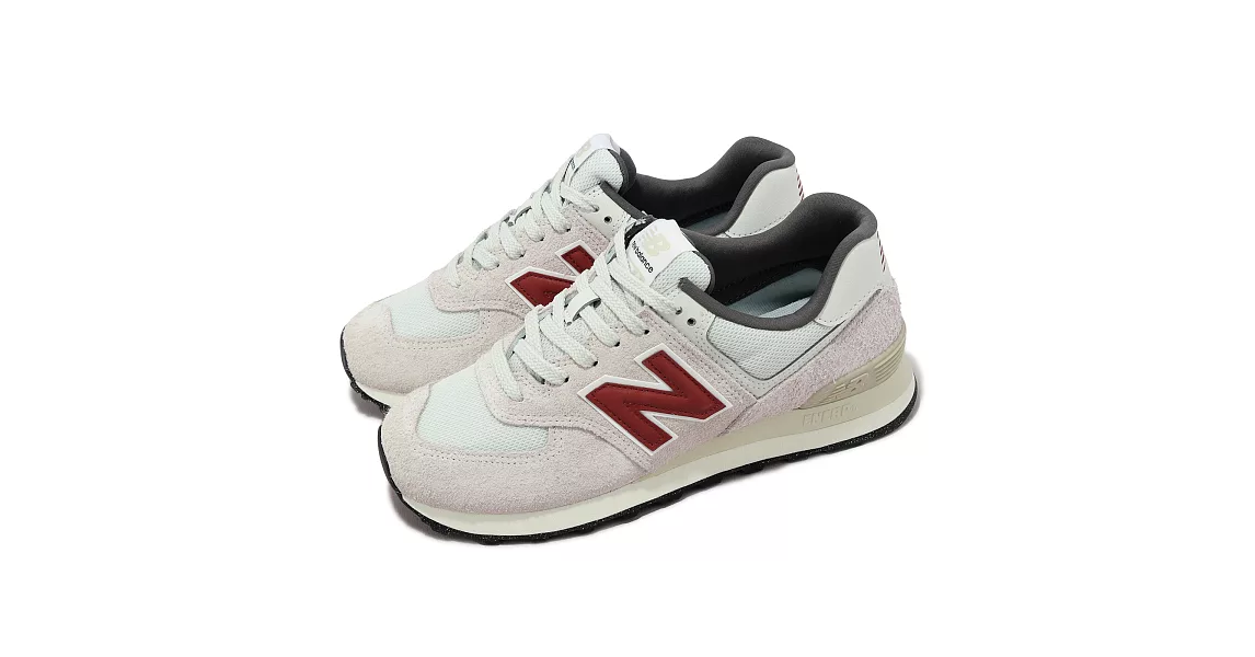 博客來-New Balance 休閒鞋 574 男鞋 女鞋 灰 紅 復古 麂皮 緩震 運動鞋 NB 紐巴倫 U574SOR-D