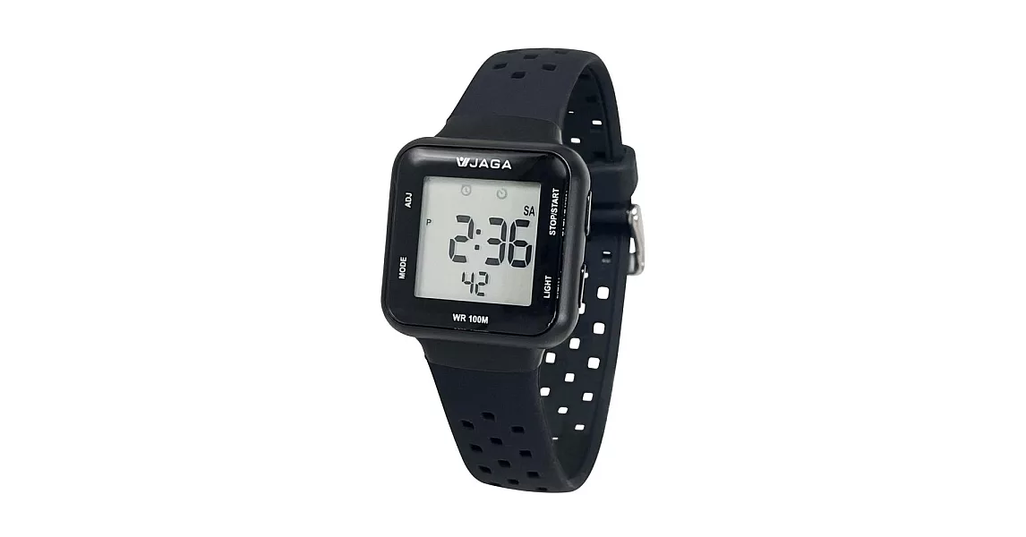 博客來-JAGA(捷卡) 繽紛耀眼多彩多功能電子錶_M1215-A(黑)