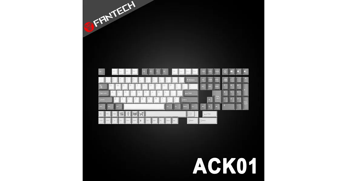 博客來-FANTECH PBT撞色十字軸可替換鍵帽套組(ACK01) - 淺灰款
