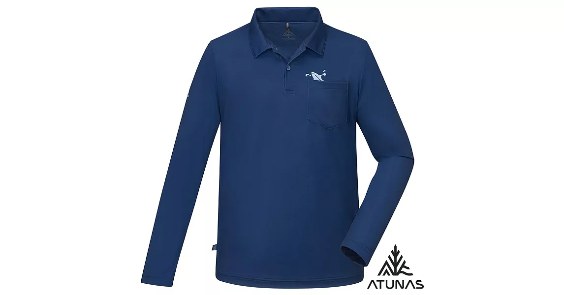 博客來-【ATUNAS 歐都納】50週年限定款 男款透氣抑菌抗臭長袖排汗POLO衫/大尺碼 A6PS2525M- M 深藍