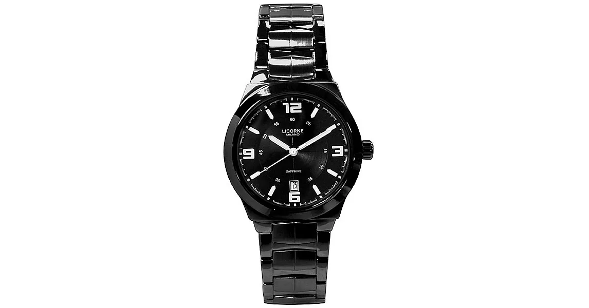 博客來-LICORNE MILANO系列 都會焦點時尚腕錶-全黑-大