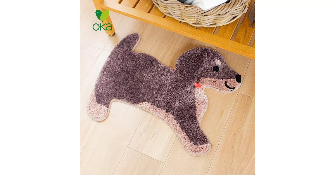 博客來-【日本OKA】FUND!T 可愛動物造型可水洗家居地墊- 臘腸犬